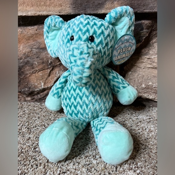 Kellytoy | Toys | Kellytoy Elephant Plush Teal Green Chevron Zigzag ...